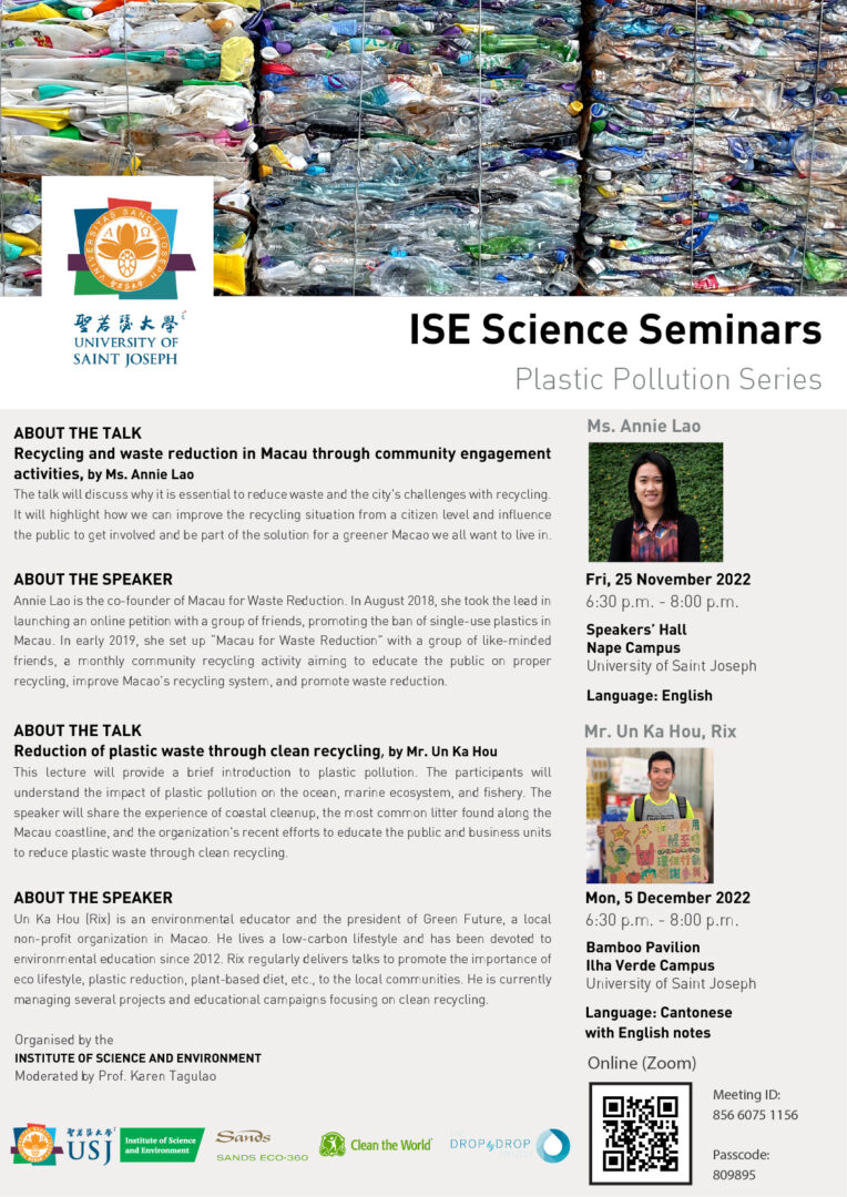 ISE Science Seminars: Plastic Pollution Series – USJ Macao