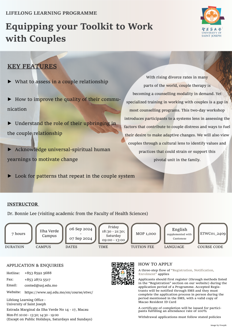 Equipping your Toolkit to Work with Couples – USJ Macao